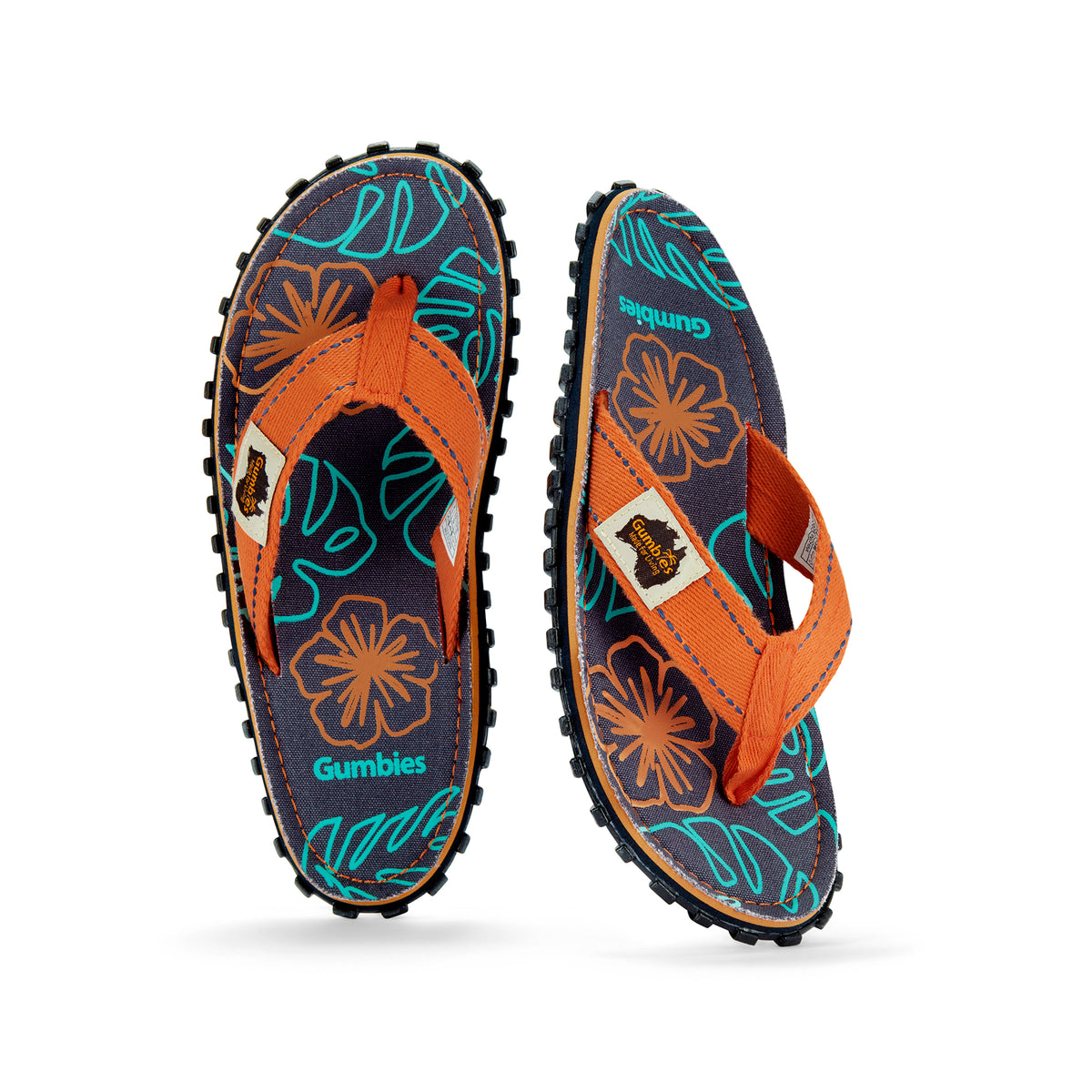 Islander Flip-Flops - Men's - Orange Hibiscus – Gumbies USA