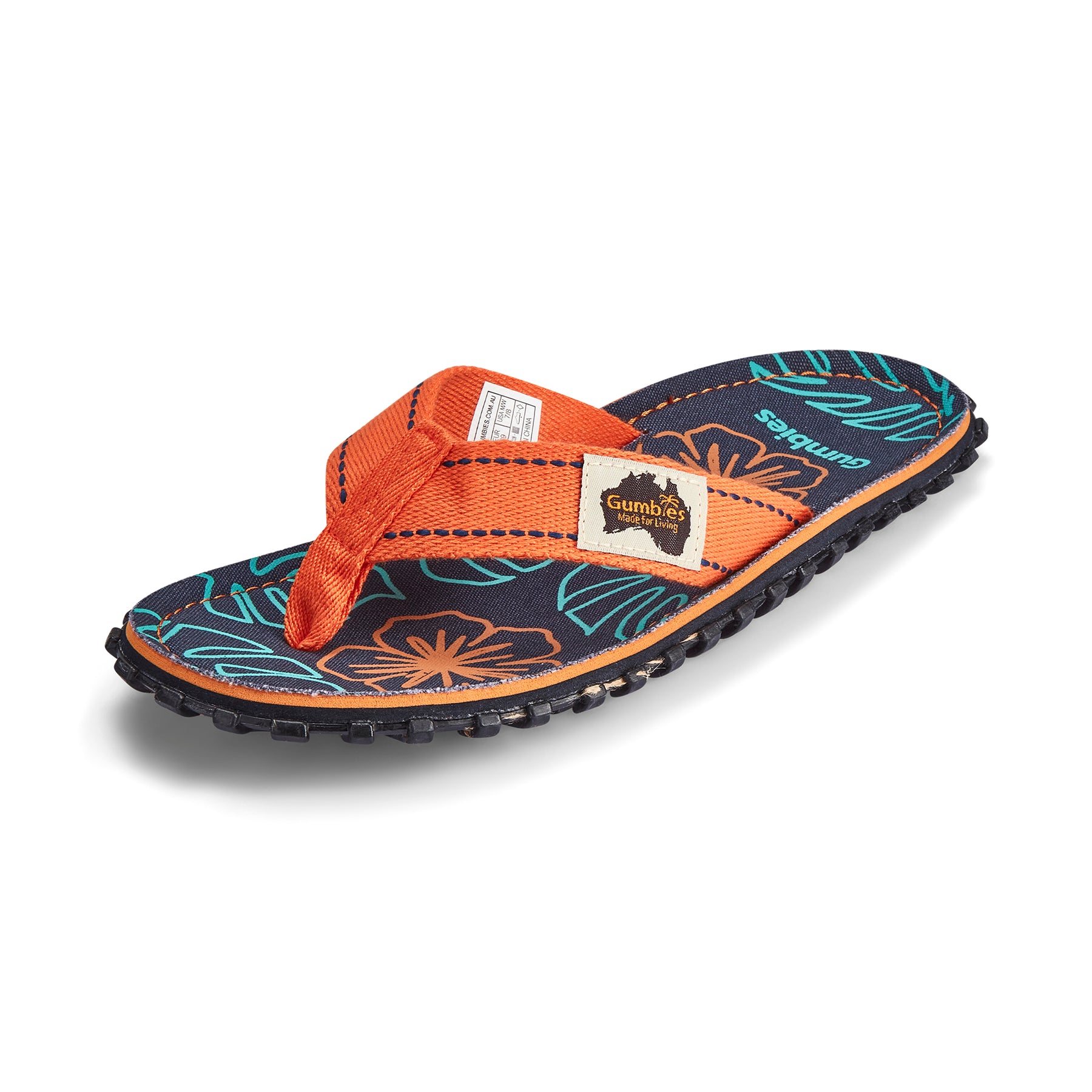 Islander Flip-Flops - Men's - Orange Hibiscus – Gumbies USA